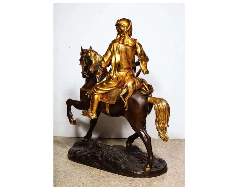 A Monumental Orientalist Bronze Sculpture “Cavalier Arabe” After Emile ...