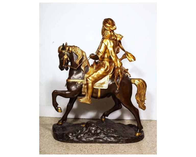 A Monumental Orientalist Bronze Sculpture “Cavalier Arabe” After Emile ...