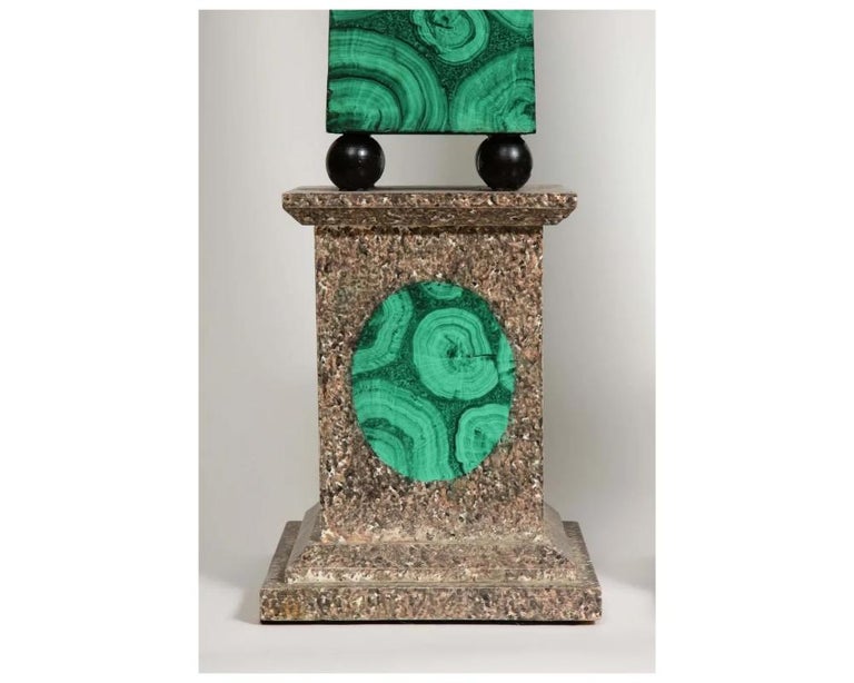 A Monumental Pair of Faux Malachite Painted Obelisks For Sale at 1stDibs