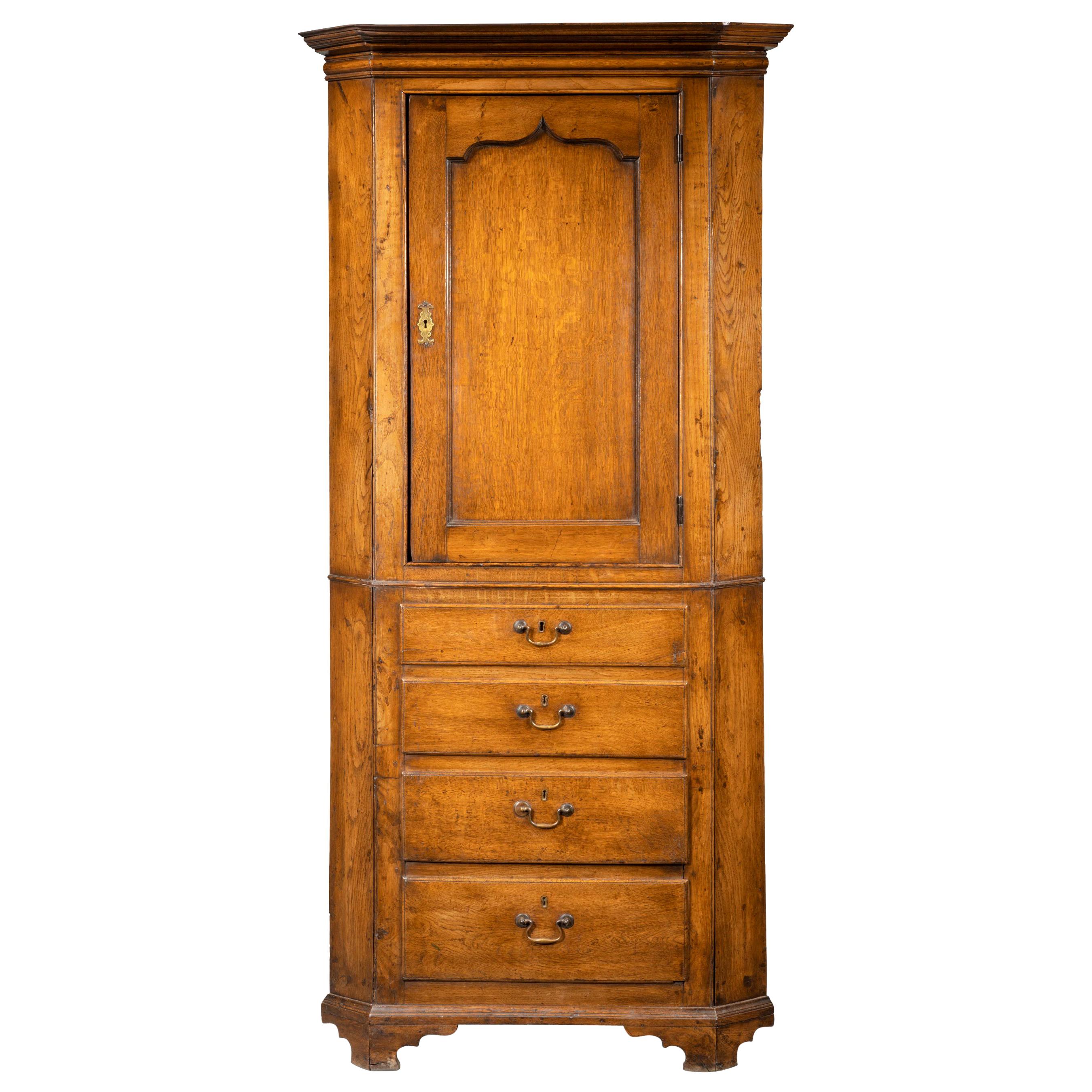 Unusual Antique Oak Corner Bookcase at 1stDibs