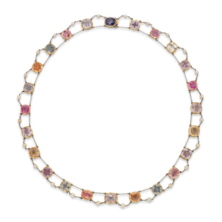 Multi Colour Sapphire Necklace For Sale at 1stDibs