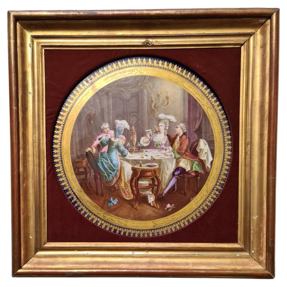 Antique French Sevres Painted and Gilt Porcelain Portrait Plate of ...