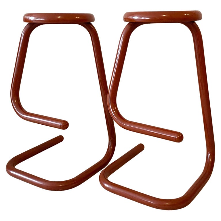 A near perfect pair of red vintage 1980's k700 Paperclip Stools by ...