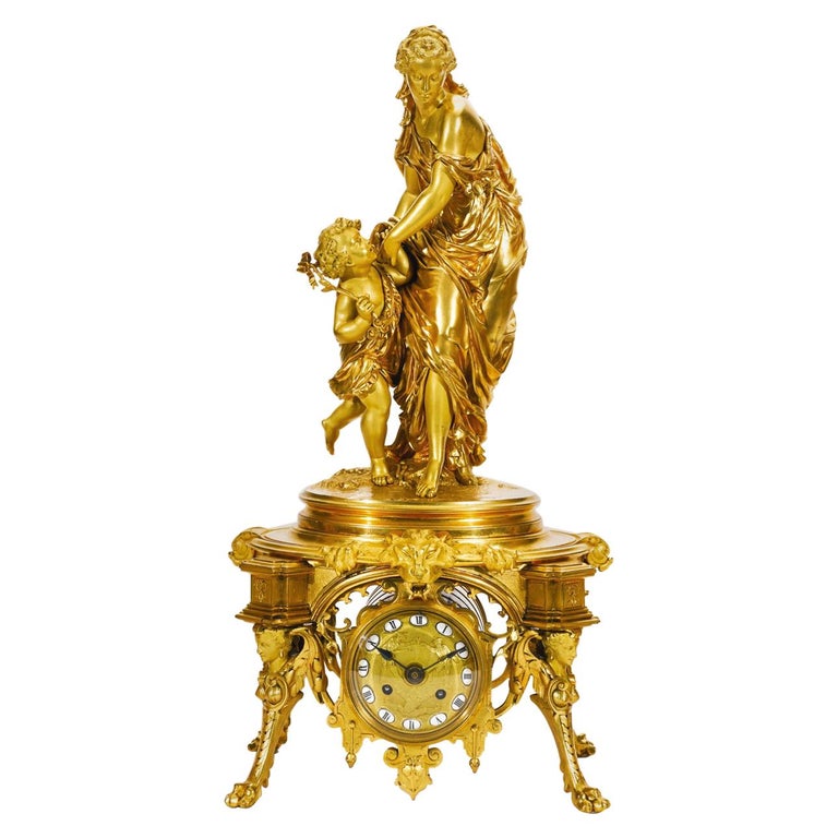 Neoclassical Style Gilt-Bronze Mantel Clock at 1stDibs