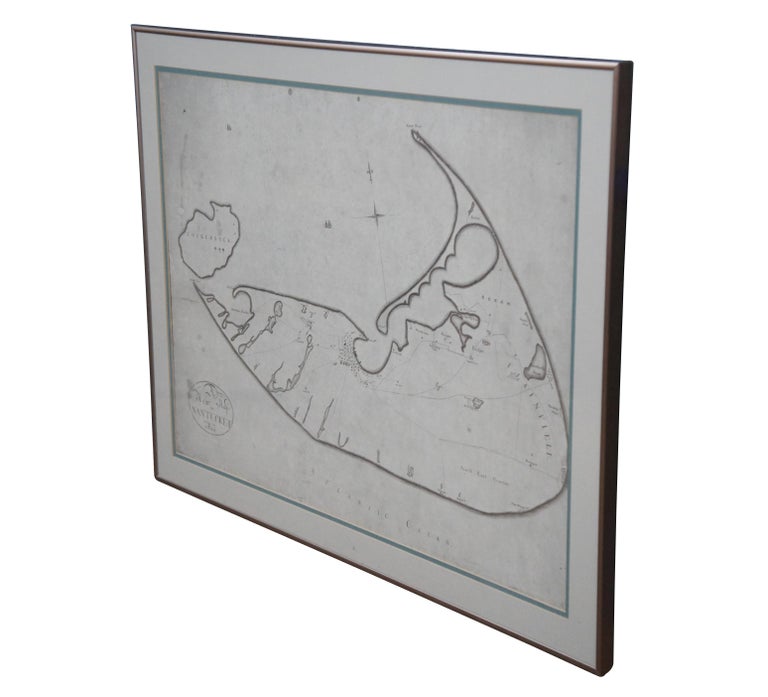 New Map of Nantucket Drawn in 1821 circa 1980s Vintage Framed Print For ...