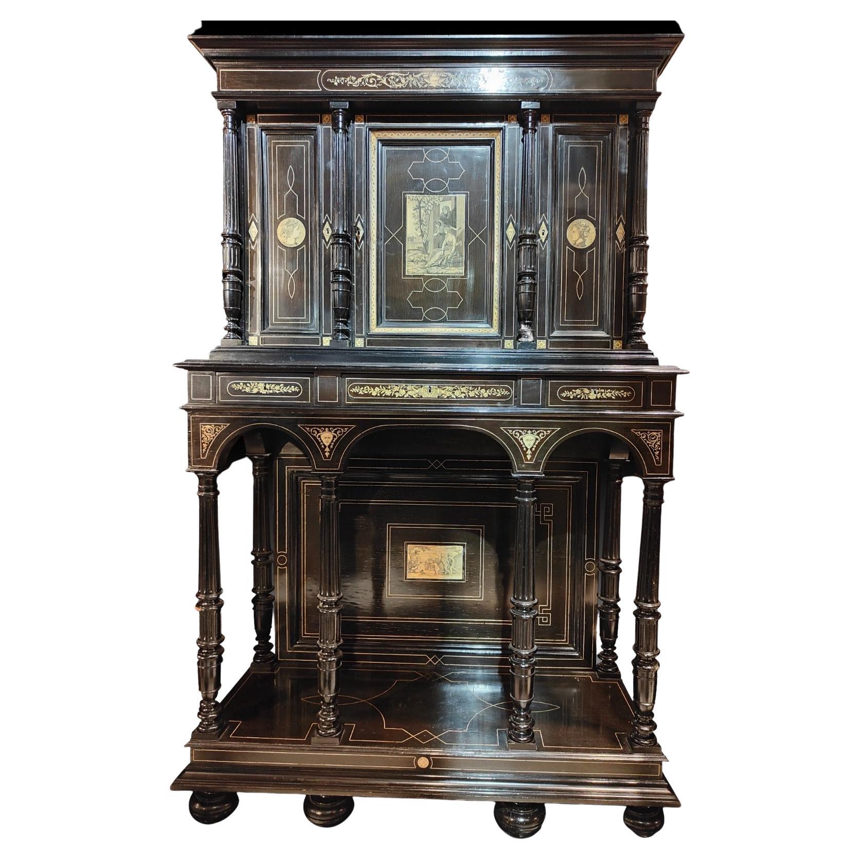 Pair of 19th Century French Renaissance Corner Hunt Cabinets at 1stDibs