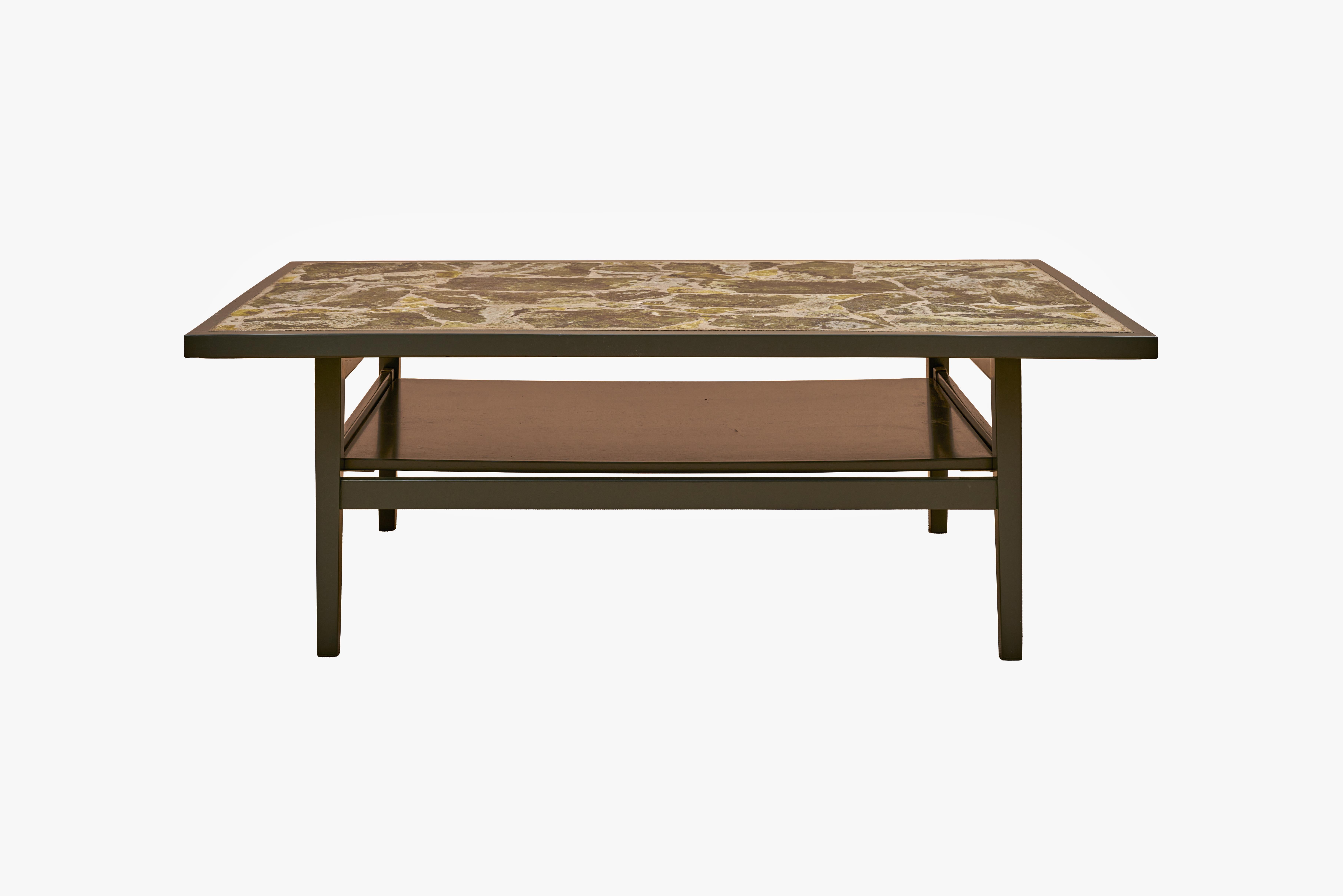 Norwegian Two-Tiered Coffee Table in Stone and Wood For Sale at 1stDibs