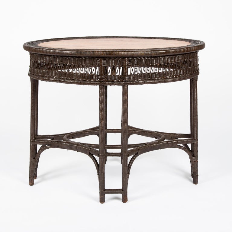Oak and Rattan Oval Table For Sale at 1stDibs