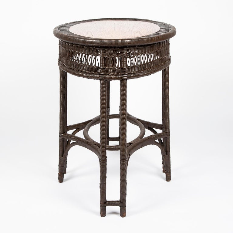 Oak and Rattan Oval Table For Sale at 1stDibs