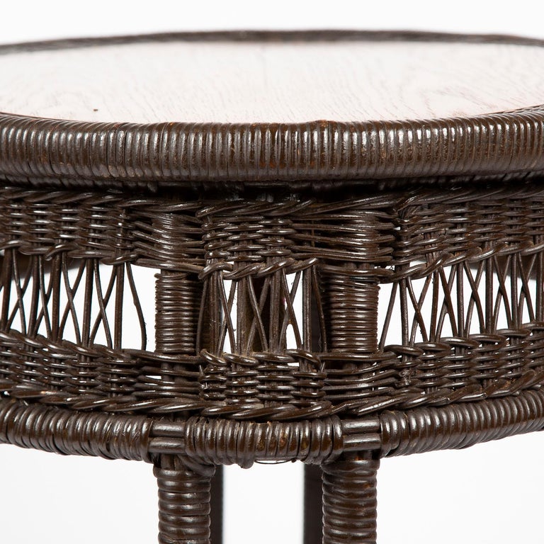 Oak and Rattan Oval Table For Sale at 1stDibs