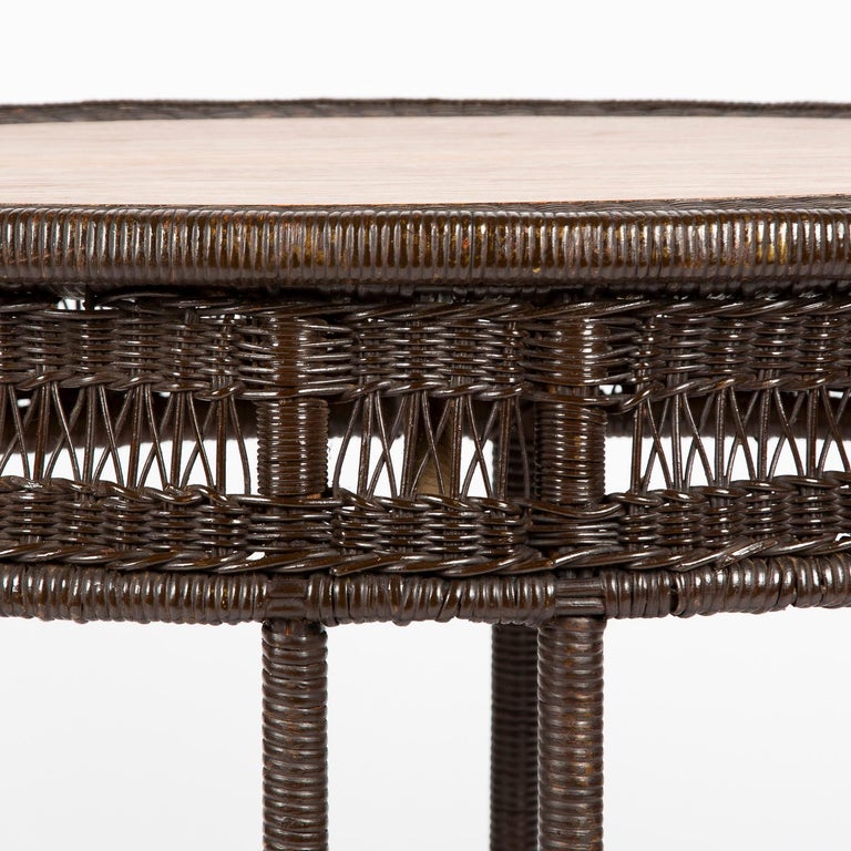 Oak and Rattan Oval Table For Sale at 1stDibs