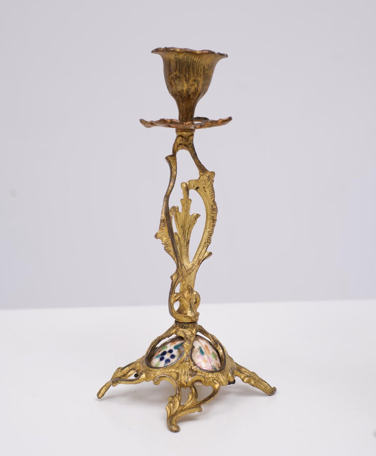 Pair Jugendstil Gilt Bronze Candle Sticks, 1930s, France For Sale at ...