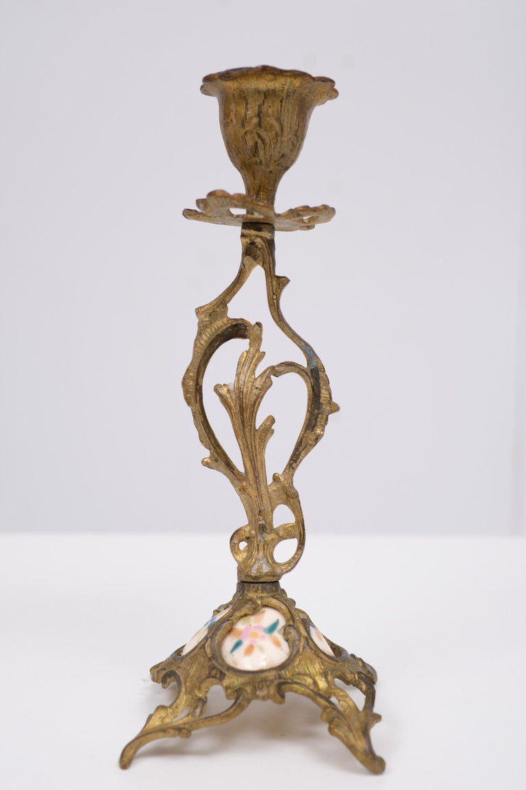 Pair Jugendstil Gilt Bronze Candle Sticks, 1930s, France For Sale at ...