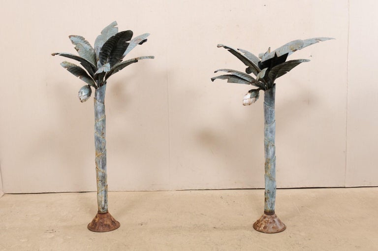 Pair of Midcentury Tropical Painted Metal Palm Tree Sculptures at ...