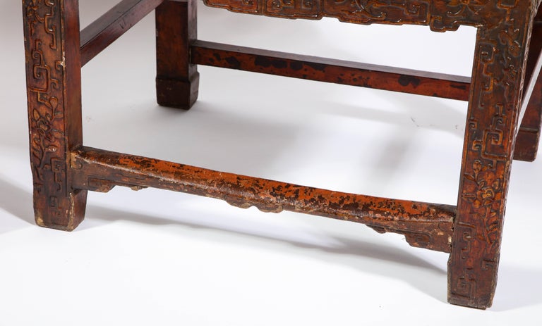 Pair of 18th/19th Century Chinese Lacquered Hardwood Open Work Throne ...