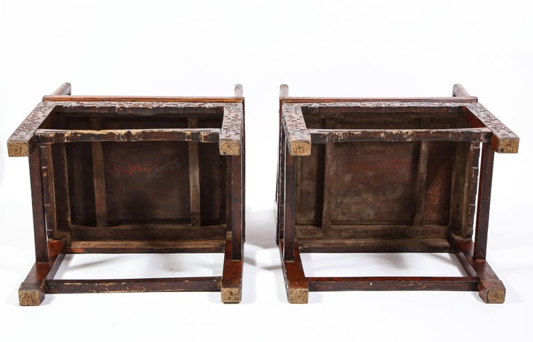 Pair of 18th/19th Century Chinese Lacquered Hardwood Open Work Throne ...