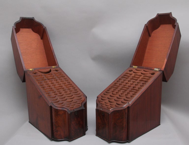 Pair of 18th Century Antique Mahogany Knife Boxes at 1stDibs