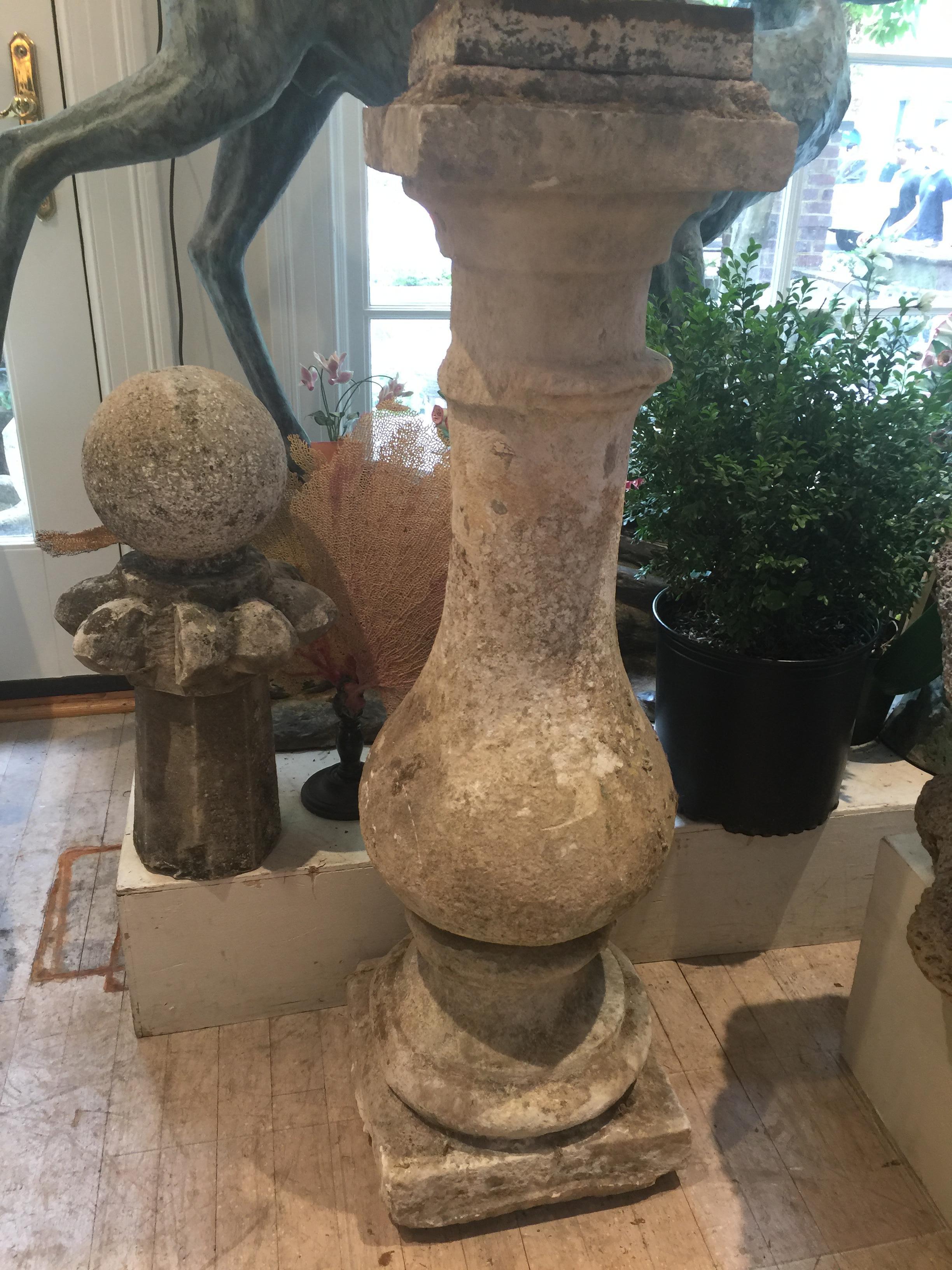 Pair of 18th Century Limestone Columns/Balustrade at 1stDibs
