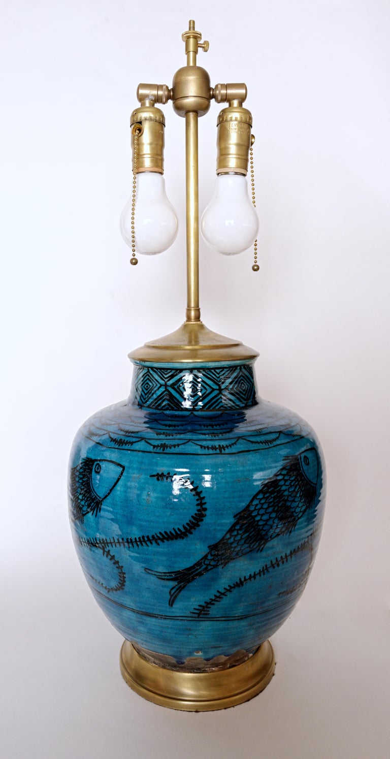 Pair of 1930s French Salt Glazed Vases with Antique Syrian Designs For ...