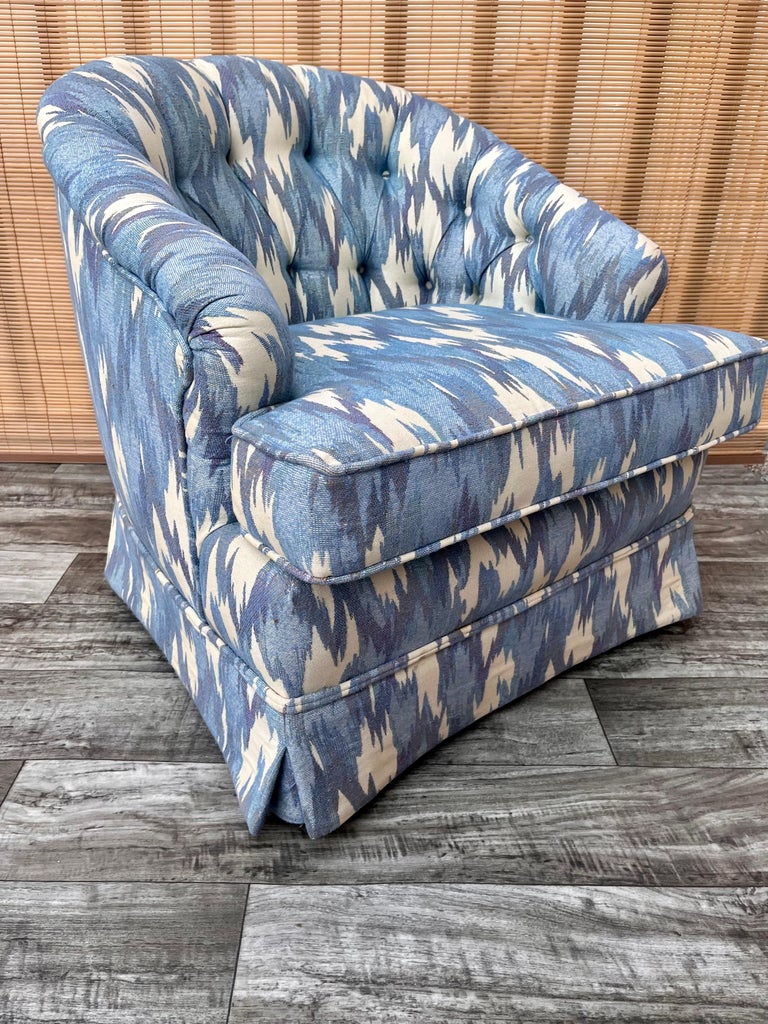 Pair of 1960s Hollywood Regency Upholstered Lounge Chairs with Casters ...
