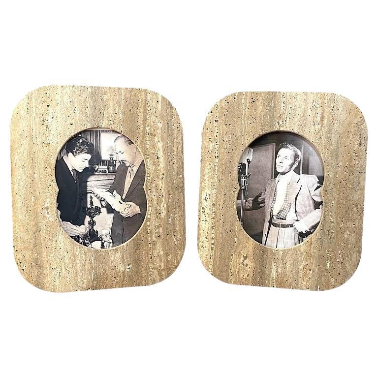 A pair of 1970s Italian travertine picture frames For Sale at 1stDibs