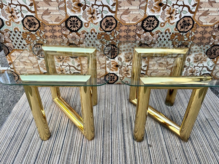 Pair of 1970s Mid-Century Modern Brass Z Tables in the Karl Springer's ...