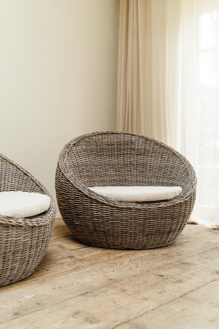 a pair of 1970''s rattan easy chairs/lounge chairs ... For Sale at 1stDibs