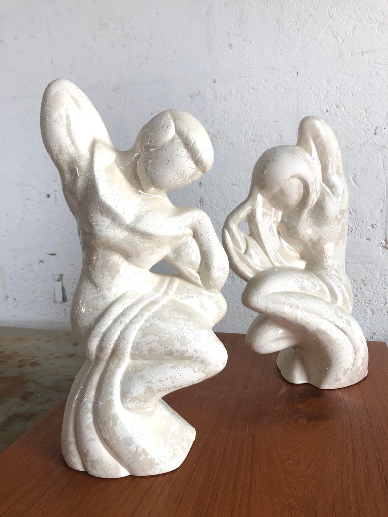 Pair of 1980s Post Modern Art Deco Revival Ceramic Figurines For Sale ...