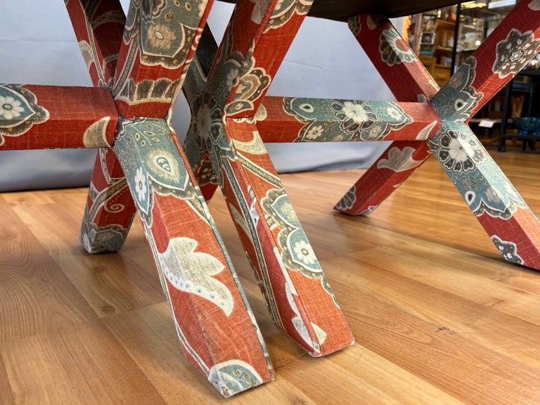 Pair of 1980s Vintage Classic X Base Ottomans For Sale at 1stDibs