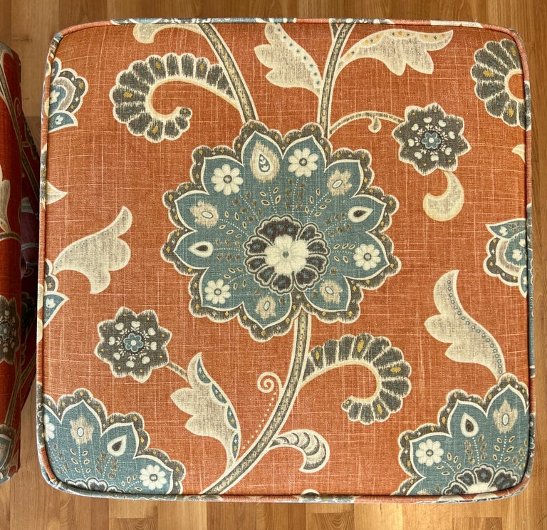 Pair of 1980s Vintage Classic X Base Ottomans For Sale at 1stDibs