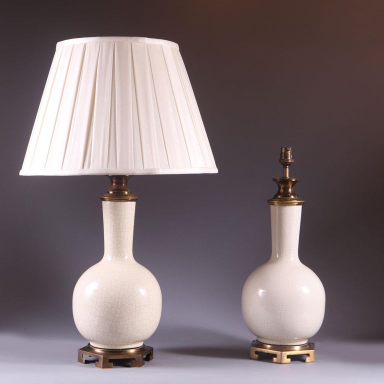 Pair of 19th C Crackleware Lamps For Sale at 1stDibs