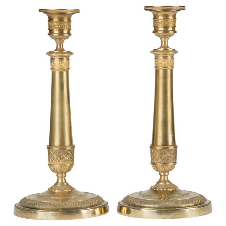 Pair of 19th Century Brass Louis XVI Style Candlesticks For Sale at 1stDibs