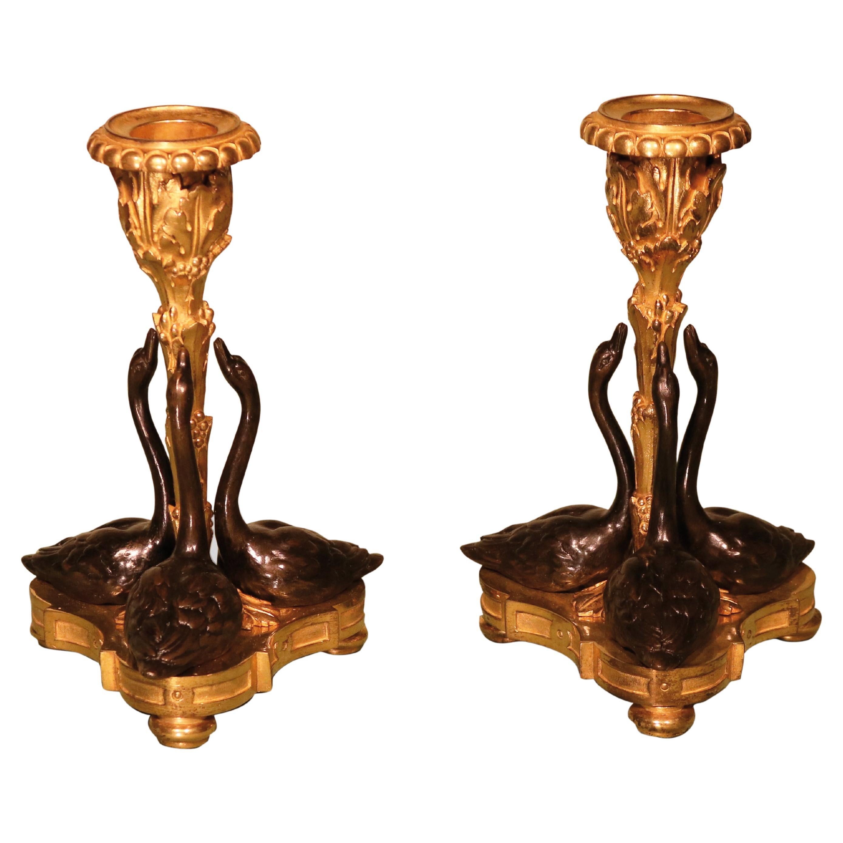 Antique French Bronzed Neoclassical Ormolu Table Candlestick Lamp, 19th ...