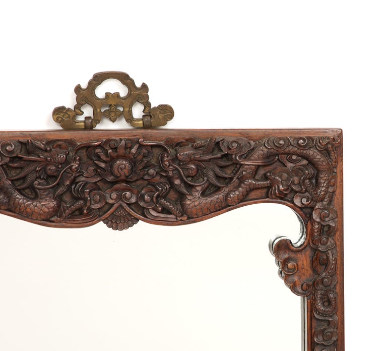 Pair of 19th Century Chinese Hardwood Hand-Carved 5-Claw Dragon Mirrors ...