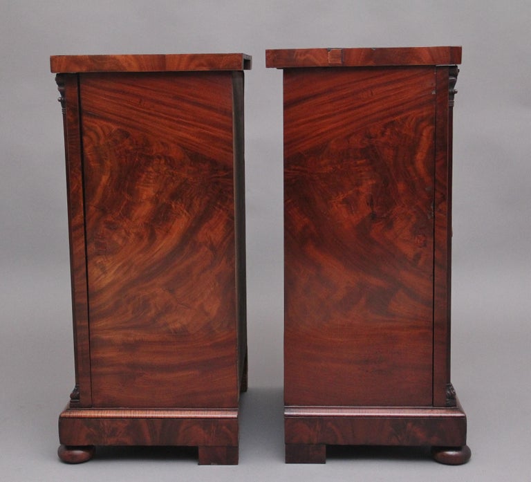Pair of 19th Century Flame Mahogany Bedside Cabinets For Sale at 1stDibs