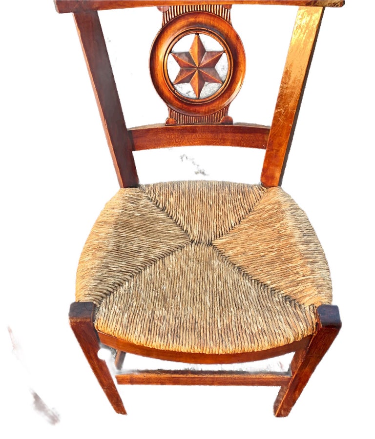 Pair of 19th Century French Provincial Carved Cherry Chairs with Rush ...