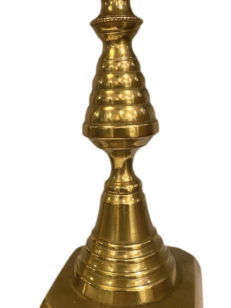 Pair of 19th Century Inverted Beehive/ Jack of Diamond Brass Candle ...