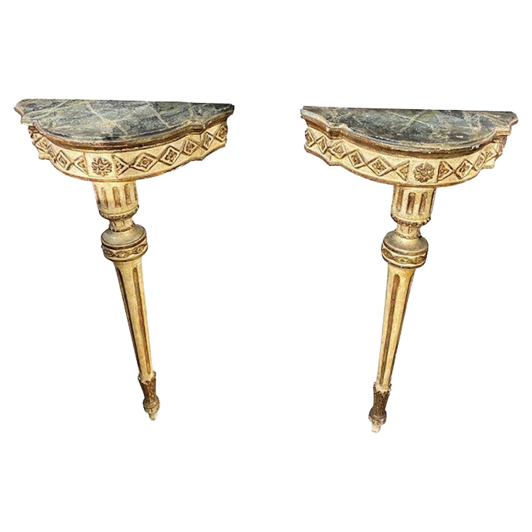 Pair of 19th Century Lacquered Wood Italian Consoles at 1stDibs