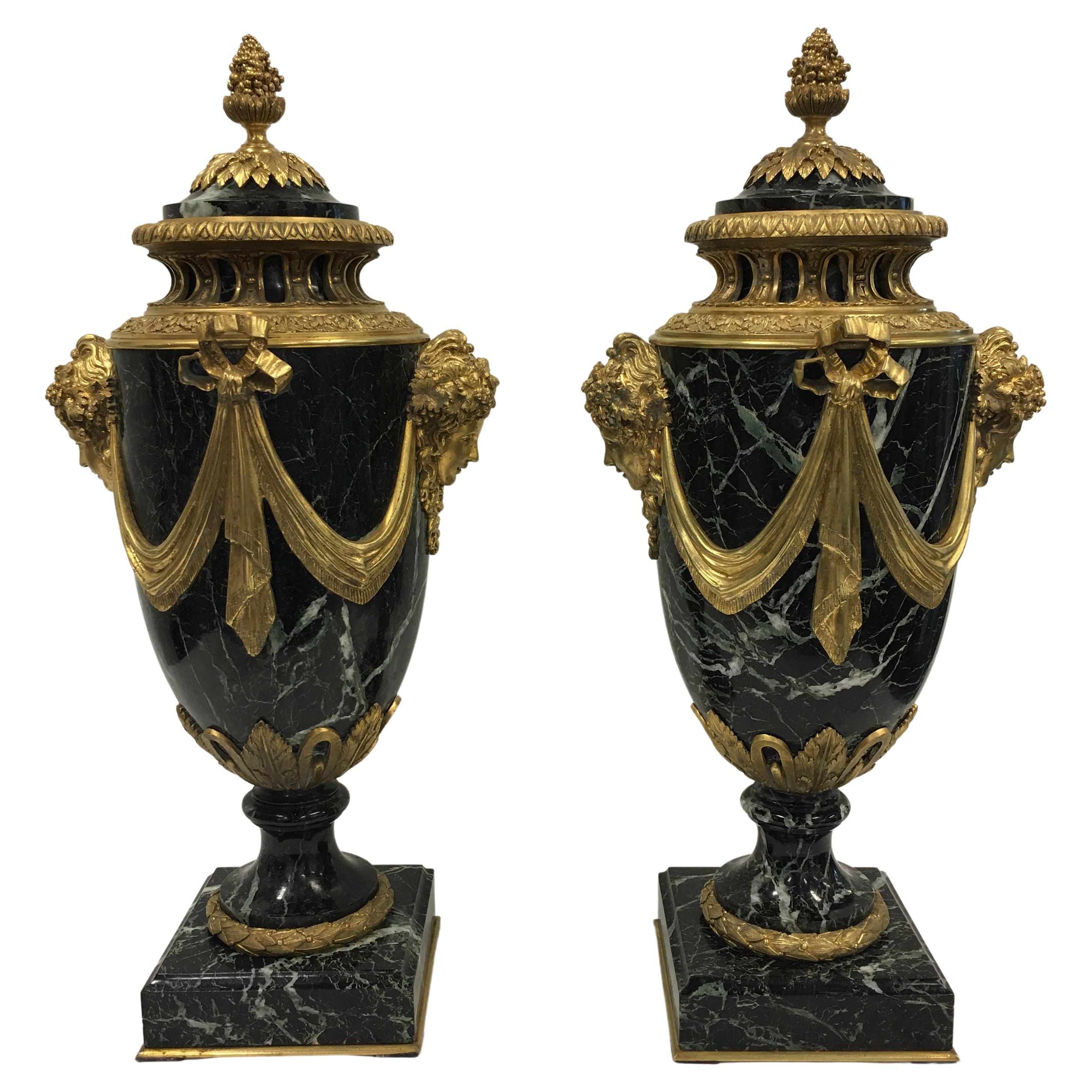 Pair of 19th. Century Louis XVI St. Vert Maurin Marble and Ormolu ...