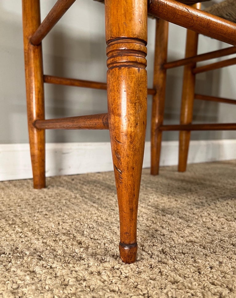 Pair of 19th Century Maple Side Chairs with Rush Seats For Sale at 1stDibs
