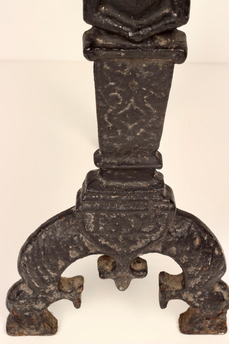 Pair of 19th Century Victorian Gothic Iron Fire Dogs or Andirons For ...