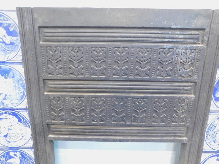 Pair of Aesthetic Movement Cast Fire Inserts with Mintons Aesop's ...