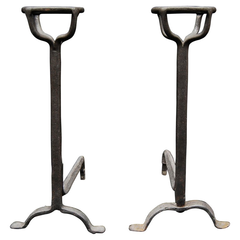 Pair of Andirons with Mulling Tops For Sale at 1stDibs