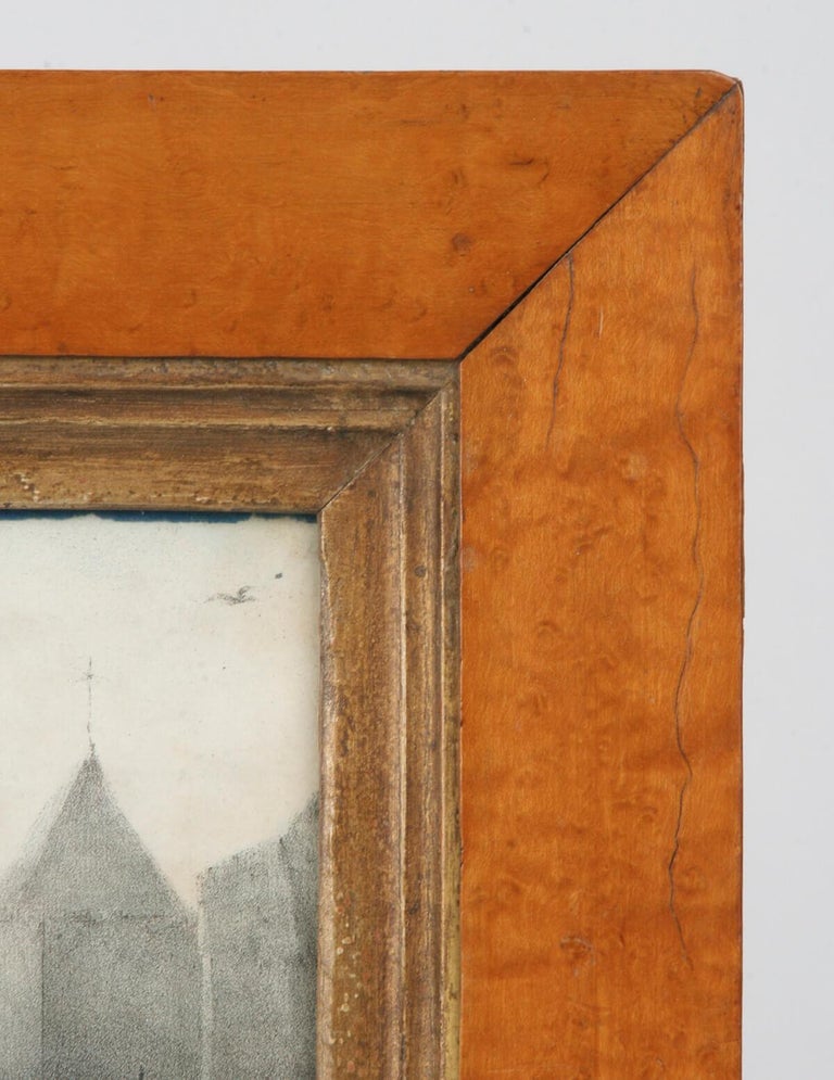 Pair of Antique 19th Century Lithographs with Maple Wood Frames at 1stDibs