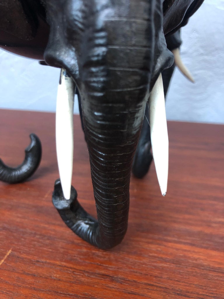 Pair of Antique Brass and Cast Iron Elephant Lamps For Sale at 1stDibs