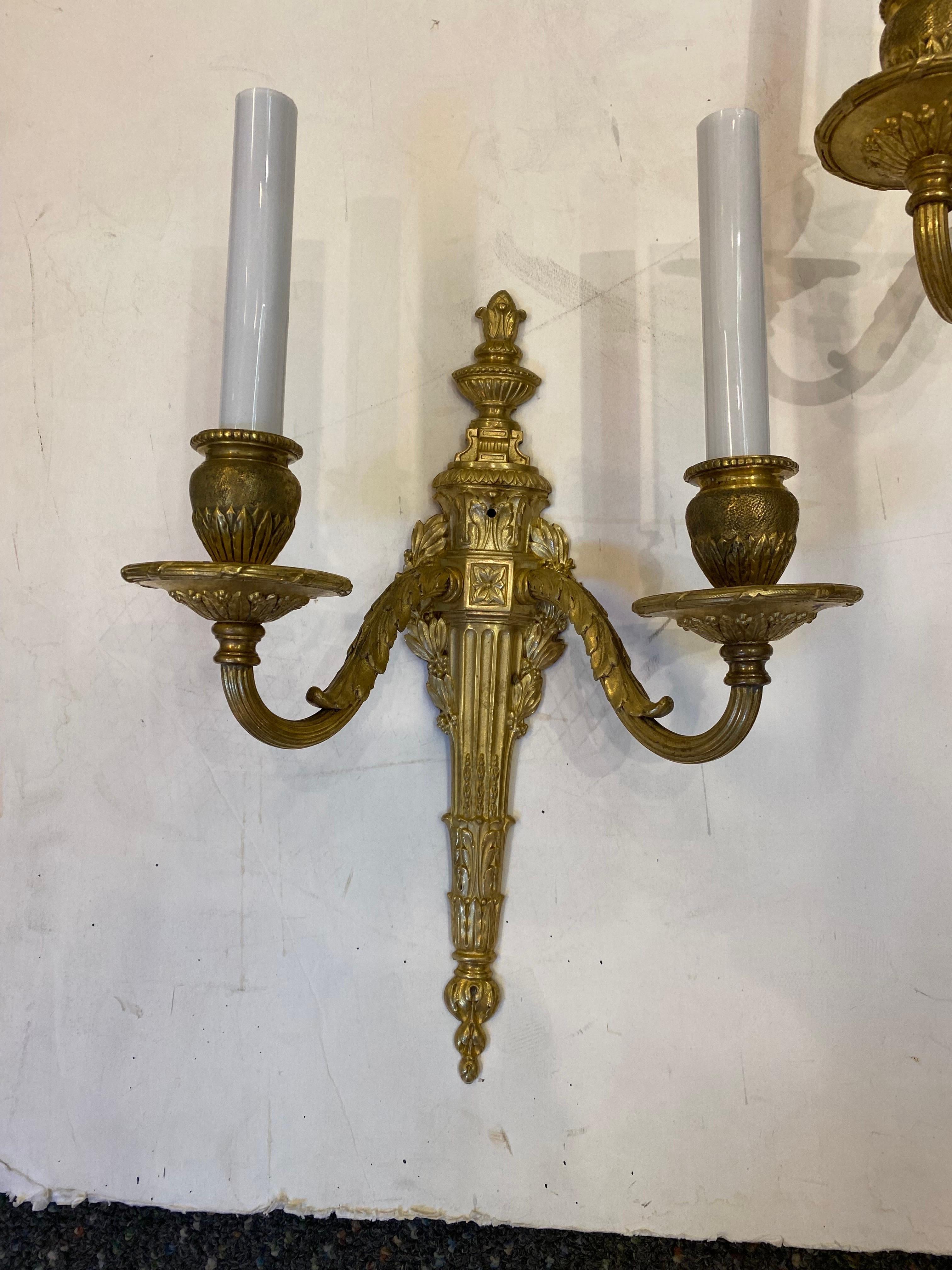 A Pair of Antique Cast Gilt Bronze Louis XV Style Sconces For Sale at ...