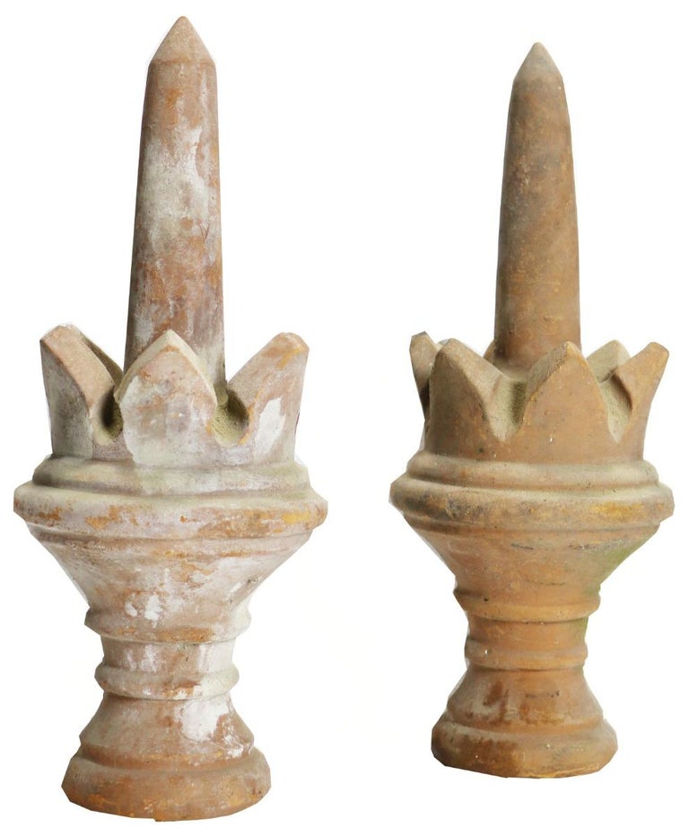 Pair of Antique English Terracotta Finials For Sale at 1stDibs
