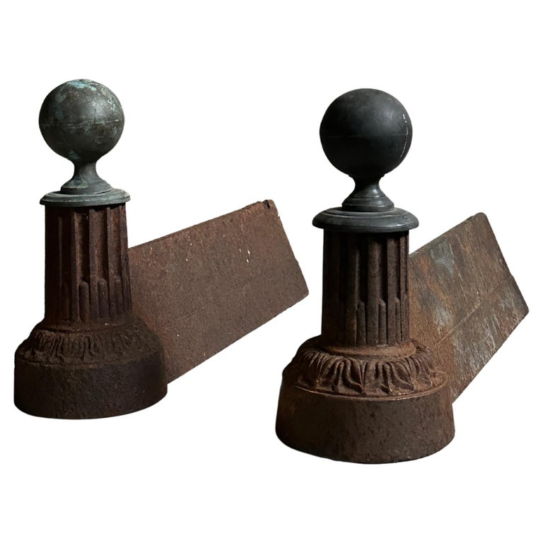 A Pair of Antique Firedogs, Fireside Tool Rests, France 1800s For Sale ...