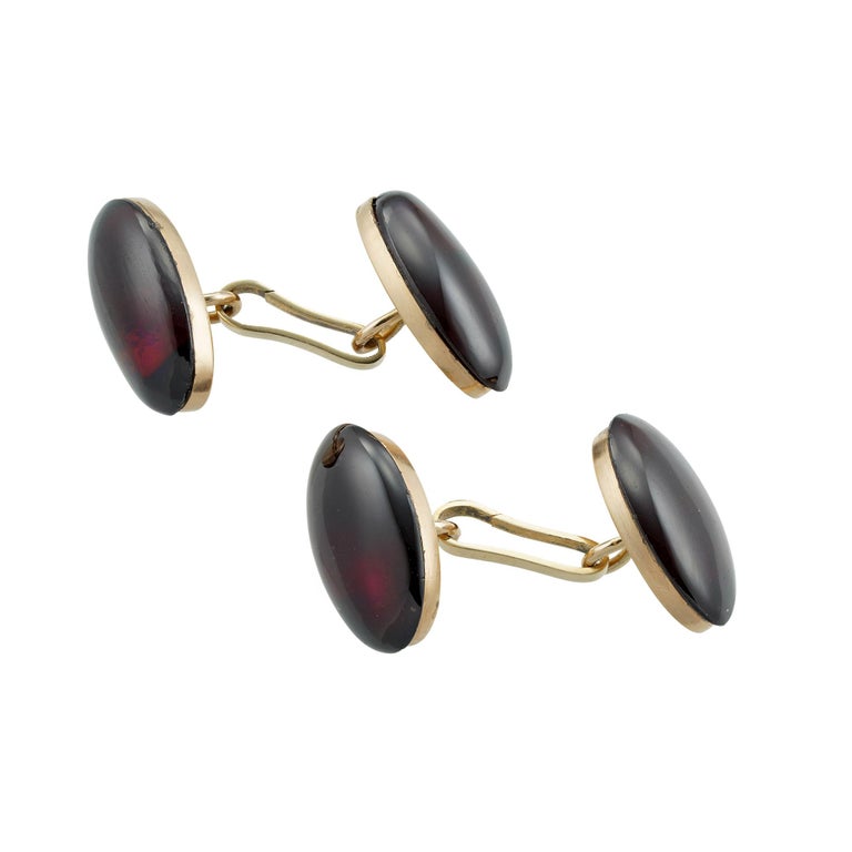 Pair of Antique Garnet Cufflinks For Sale at 1stDibs