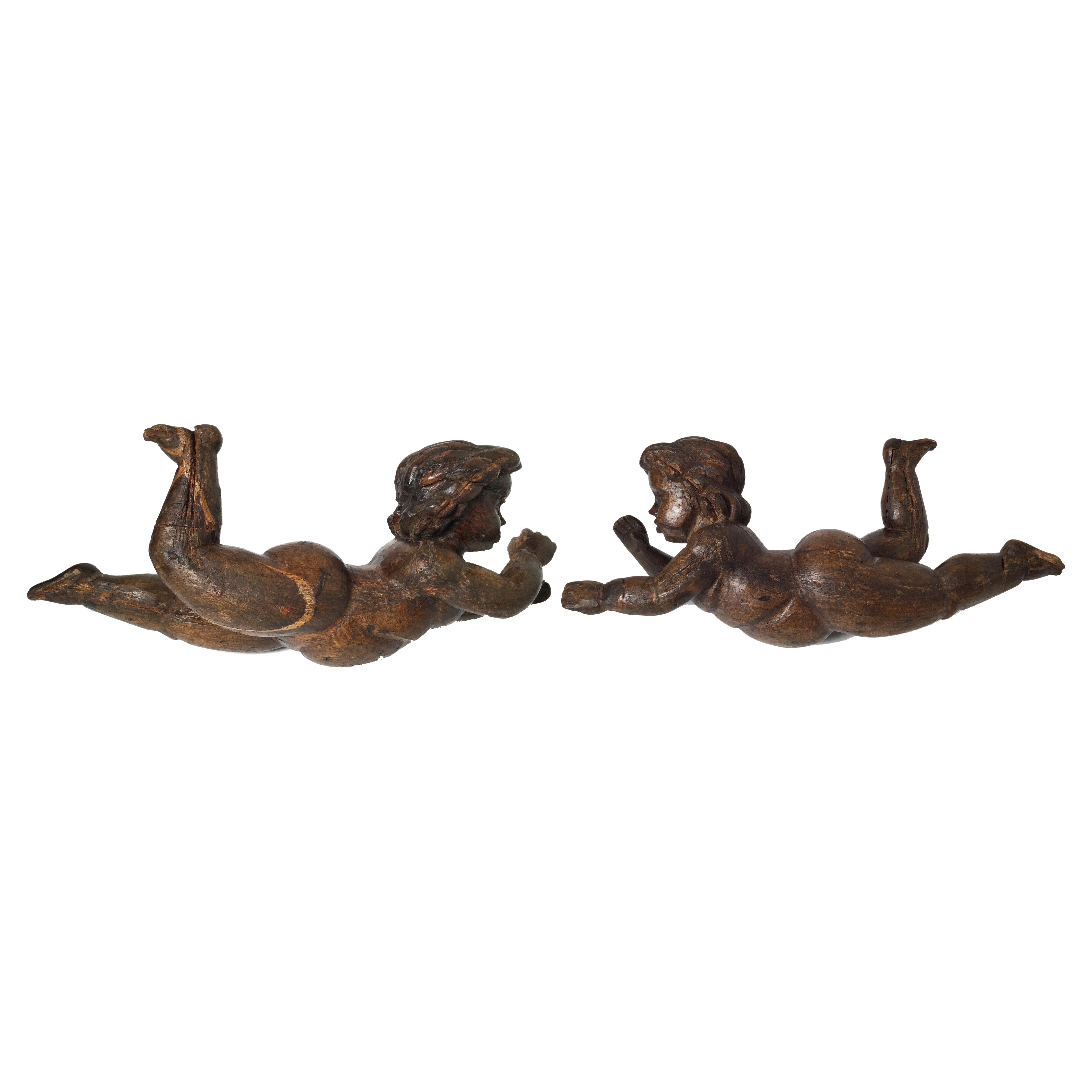 Rare Hand Carved Baroque Architectural Wall or Ceiling Cherubs ...